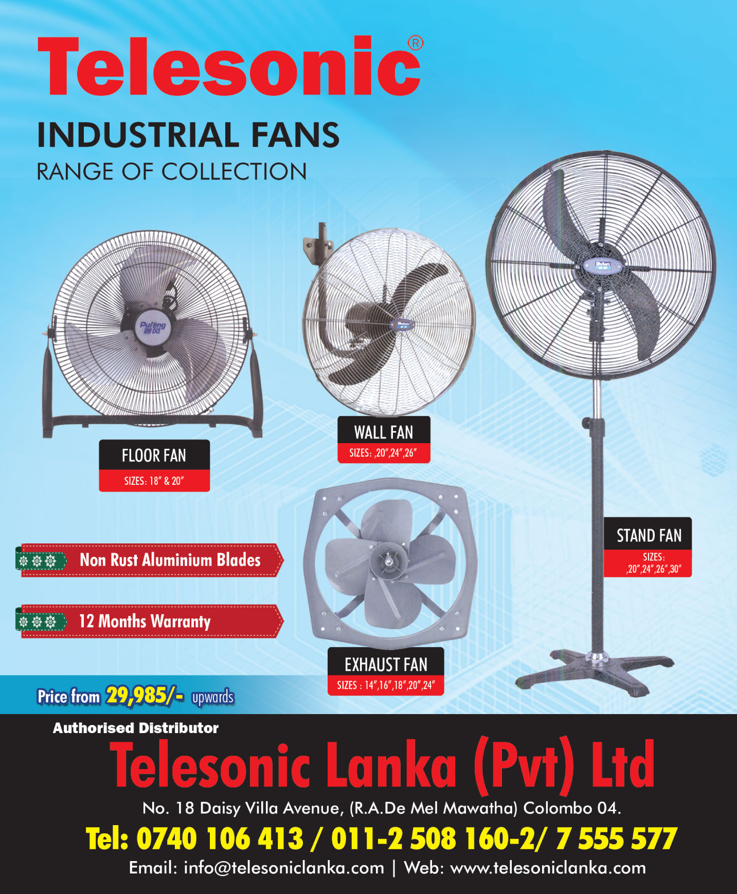 Telesonic Industrial Fan – Adz.lk – Classified Ads & Directory Listing