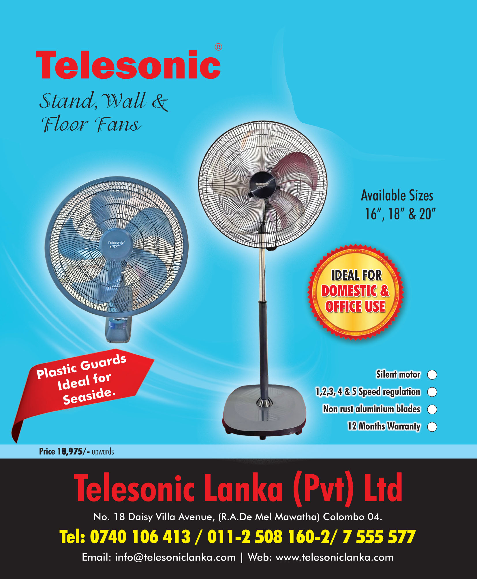 Telesonic Stand,Wall & Floor Fans – Adz.lk – Classified Ads & Directory ...