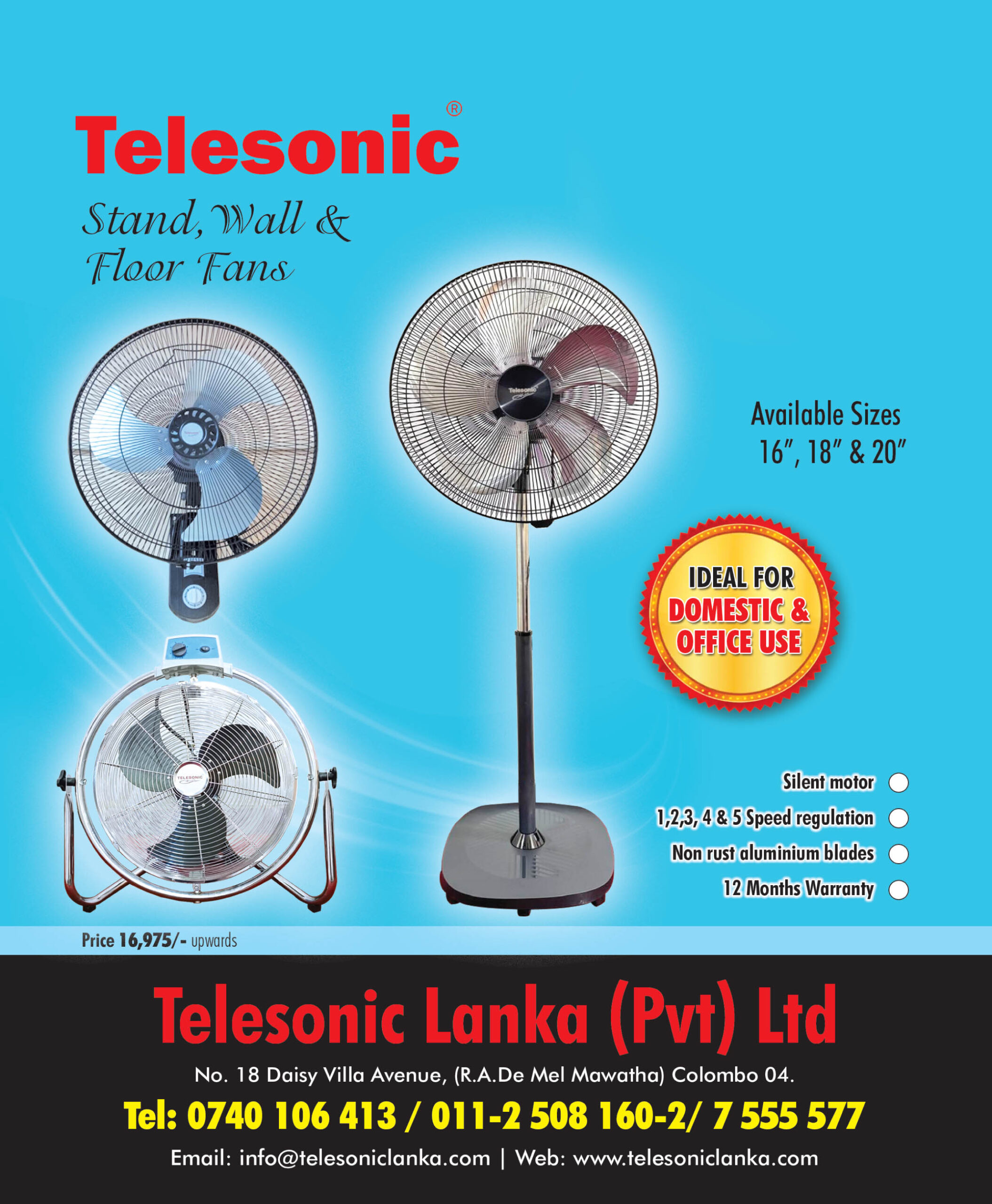 Telesonic stand, wall & floor fans – Adz.lk – Classified Ads ...
