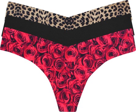 Commando Three-Pack Classic Print Thongs - Rose/Leopard - Luxed