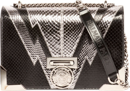 Balmain Box 25 Snakeskin Flap Shoulder Bag - Luxed