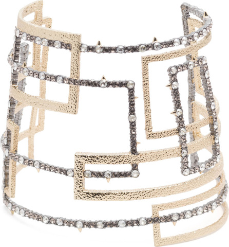 Alexis Bittar Brutalist Crystal Encrusted Wide Cuff Bracelet - Luxed