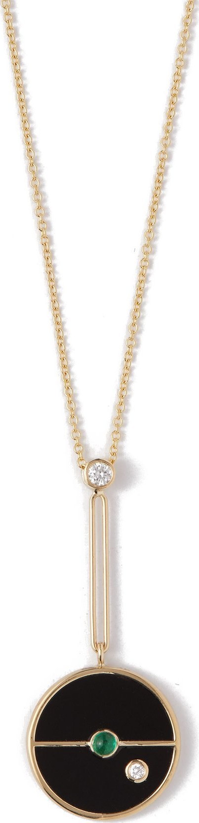 Retrouvai Compass diamond, emerald & gold necklace - Luxed