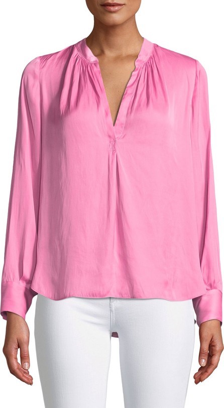 Zadig & Voltaire Tink Satin V-Neck Long-Sleeve Blouse - Luxed