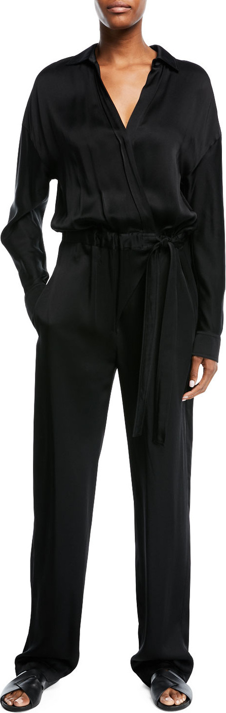 Vince Cross-Front Long-Sleeve Jumpsuit - Luxed