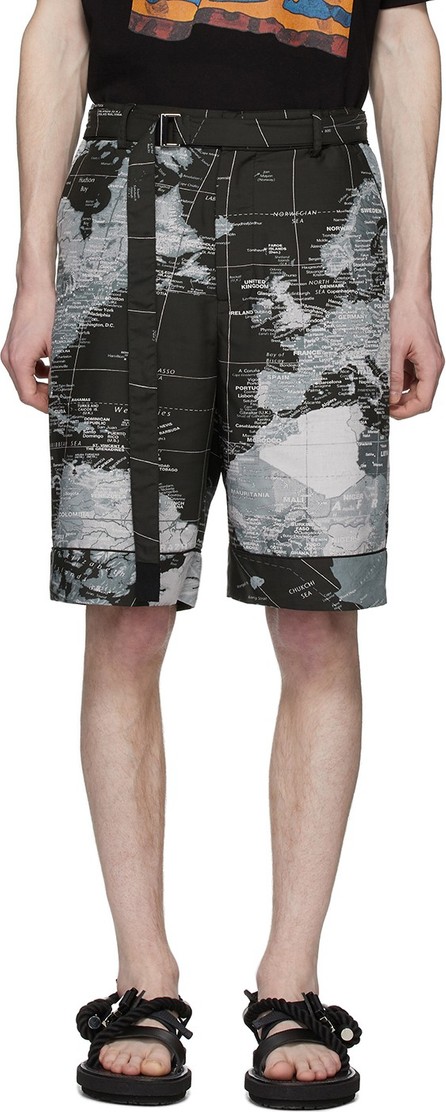 Sacai Black World Map Shorts - Luxed