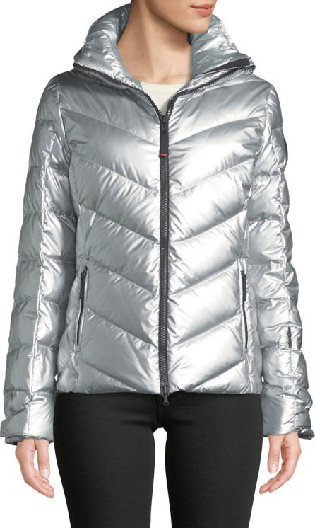 Bogner Sassy Metallic Puffer Coat in Chevron - Luxed