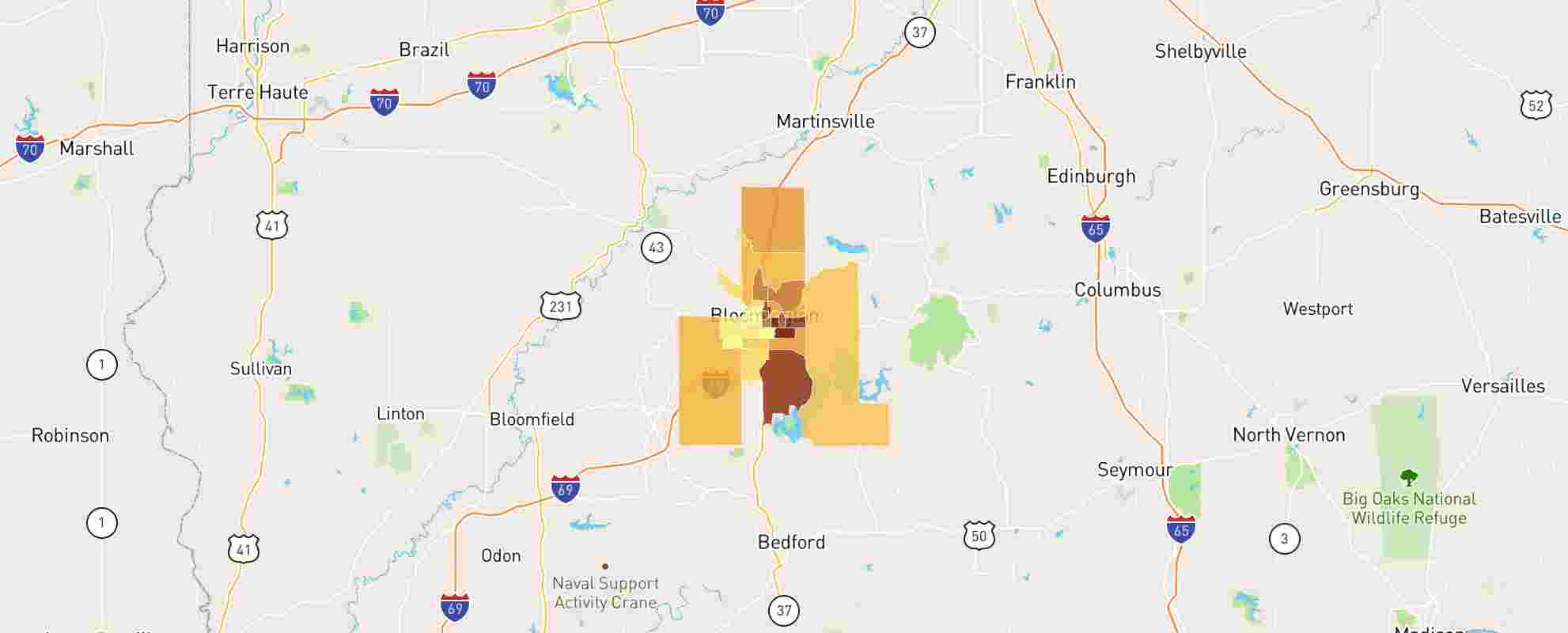 Bloomington Zip Code Map