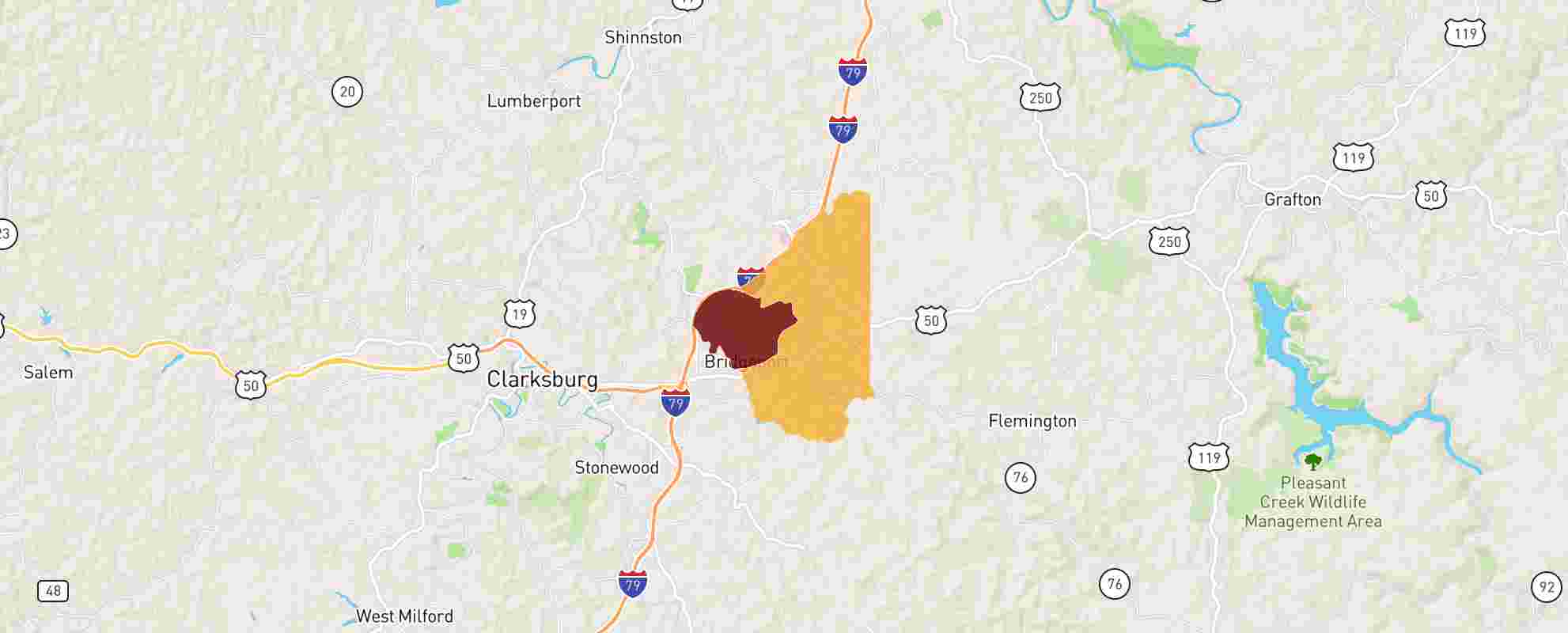 Map Of Bridgeport West Va