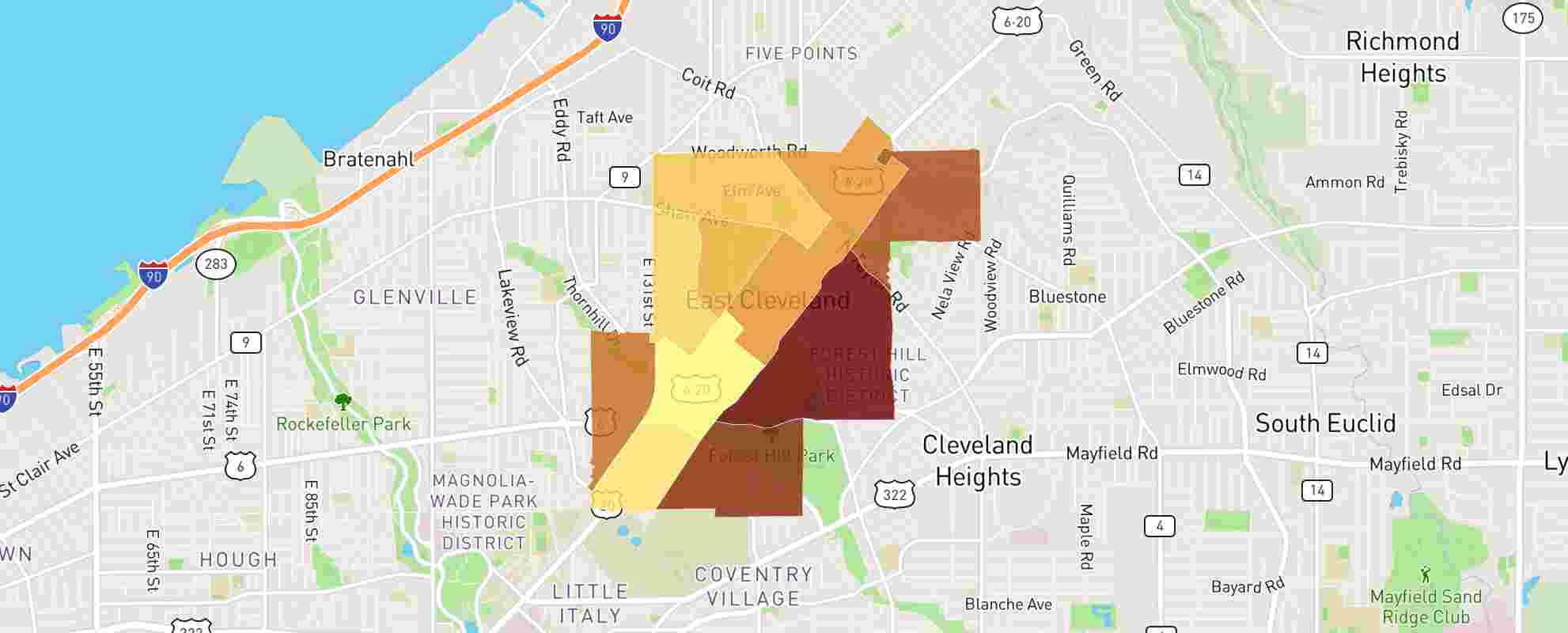 Map Of Cleveland Suburbs