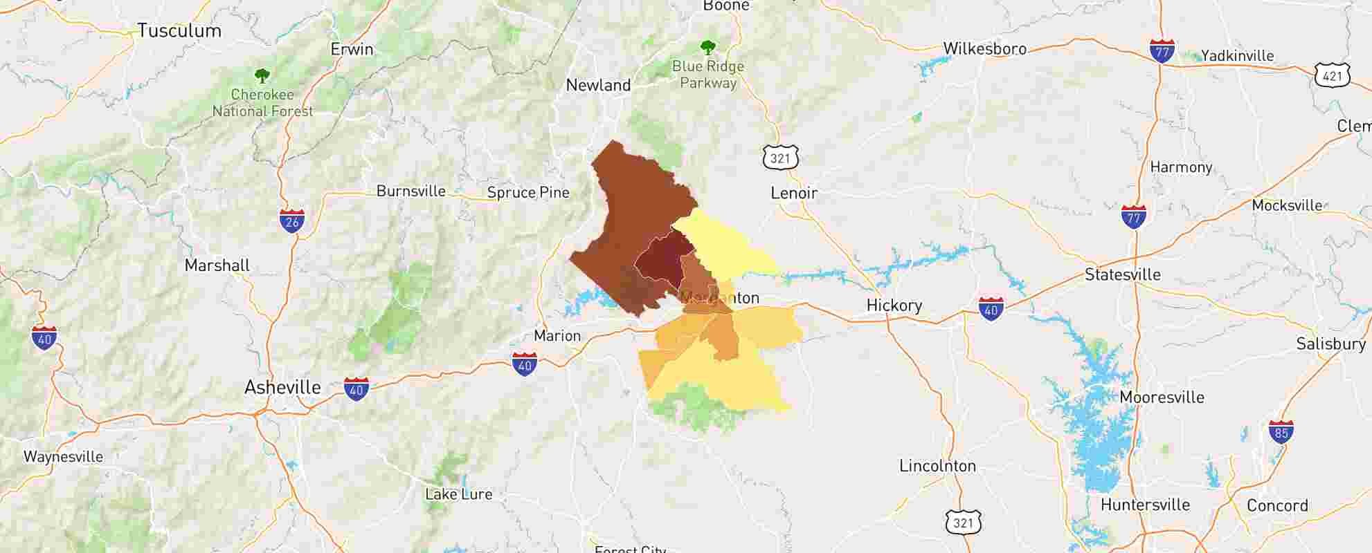 Morganton North Carolina Map Burkemont Mountain Topo Map NC, Burke