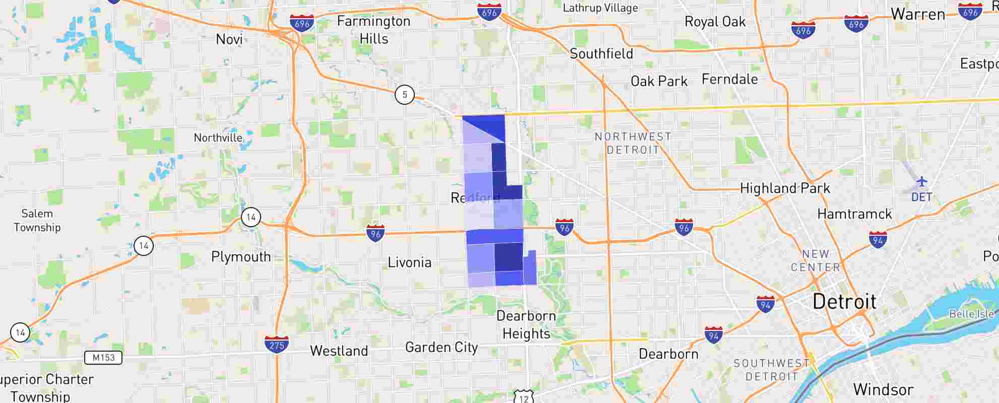 Redford Mi Zip Code Map Redford, MI Zip Code Map Premium