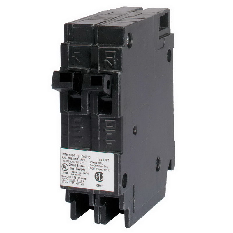 Siemens Q1515 Circuit Breaker; (1) Single Pole 15 Amp, (1) Single Pole ...