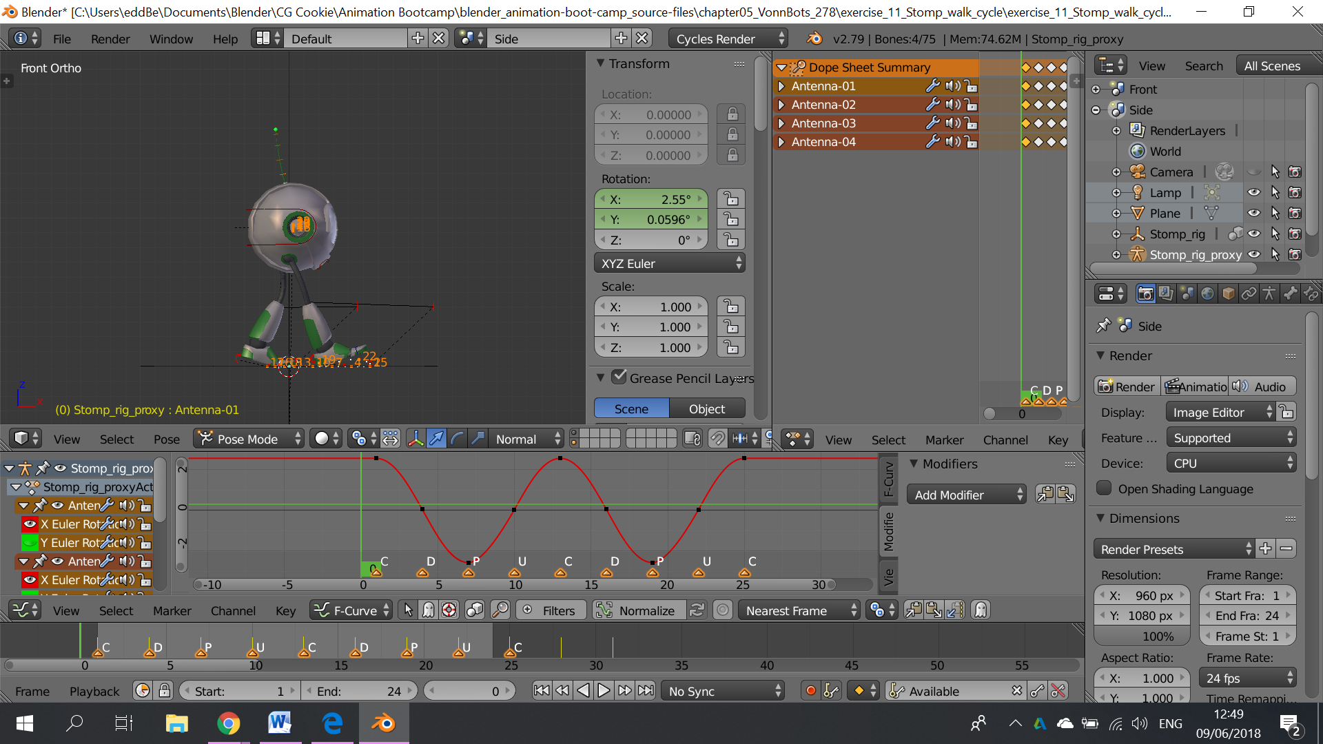Difficulty w.antenna animation - CG Cookie