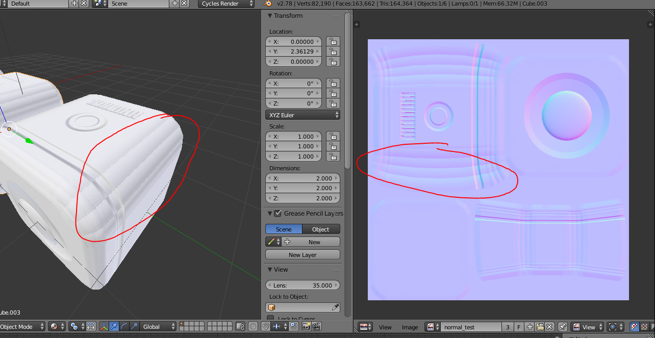 My Beveled Cube creates wrong normal maps - the marked area should be a ...