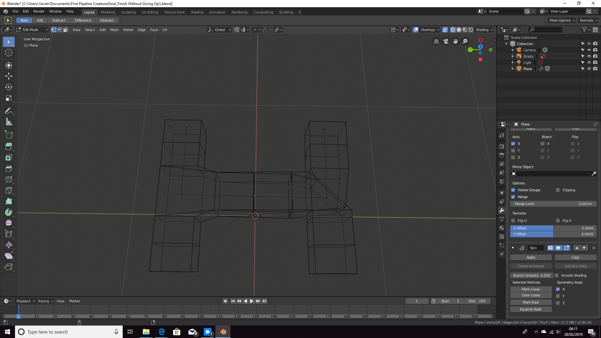 Skin Modifier With Mirror Not Working Correctly Cg Cookie
