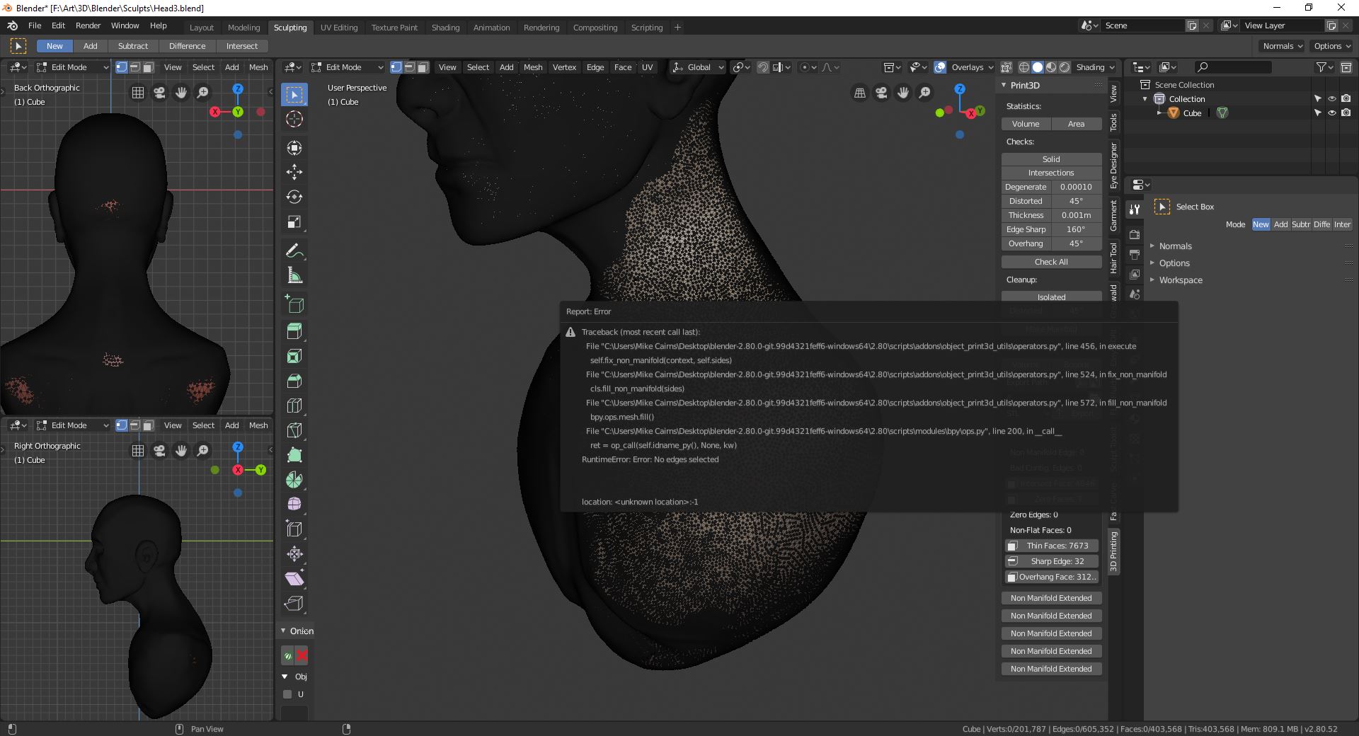 Unable to fix non-manifold geometry - CG Cookie