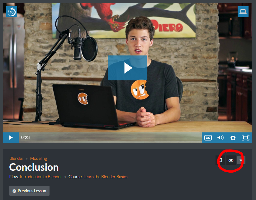 Nice course, how to "Mark as Complete" - CG Cookie
