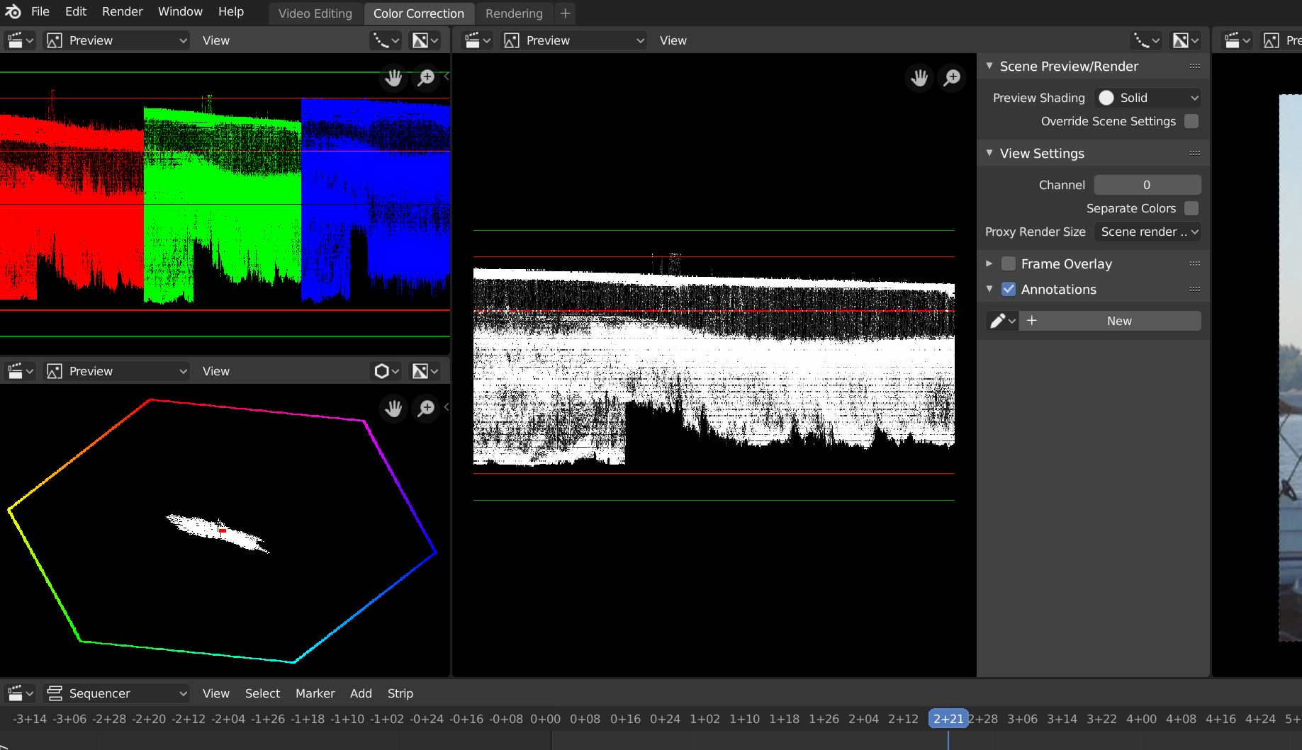 What values do the red lines in the luma waveform stand for in Blender ...