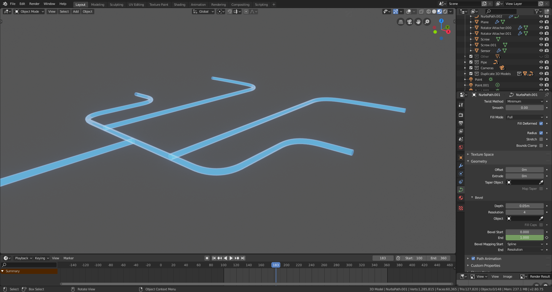 Animate geometry of a branching curve? - CG Cookie