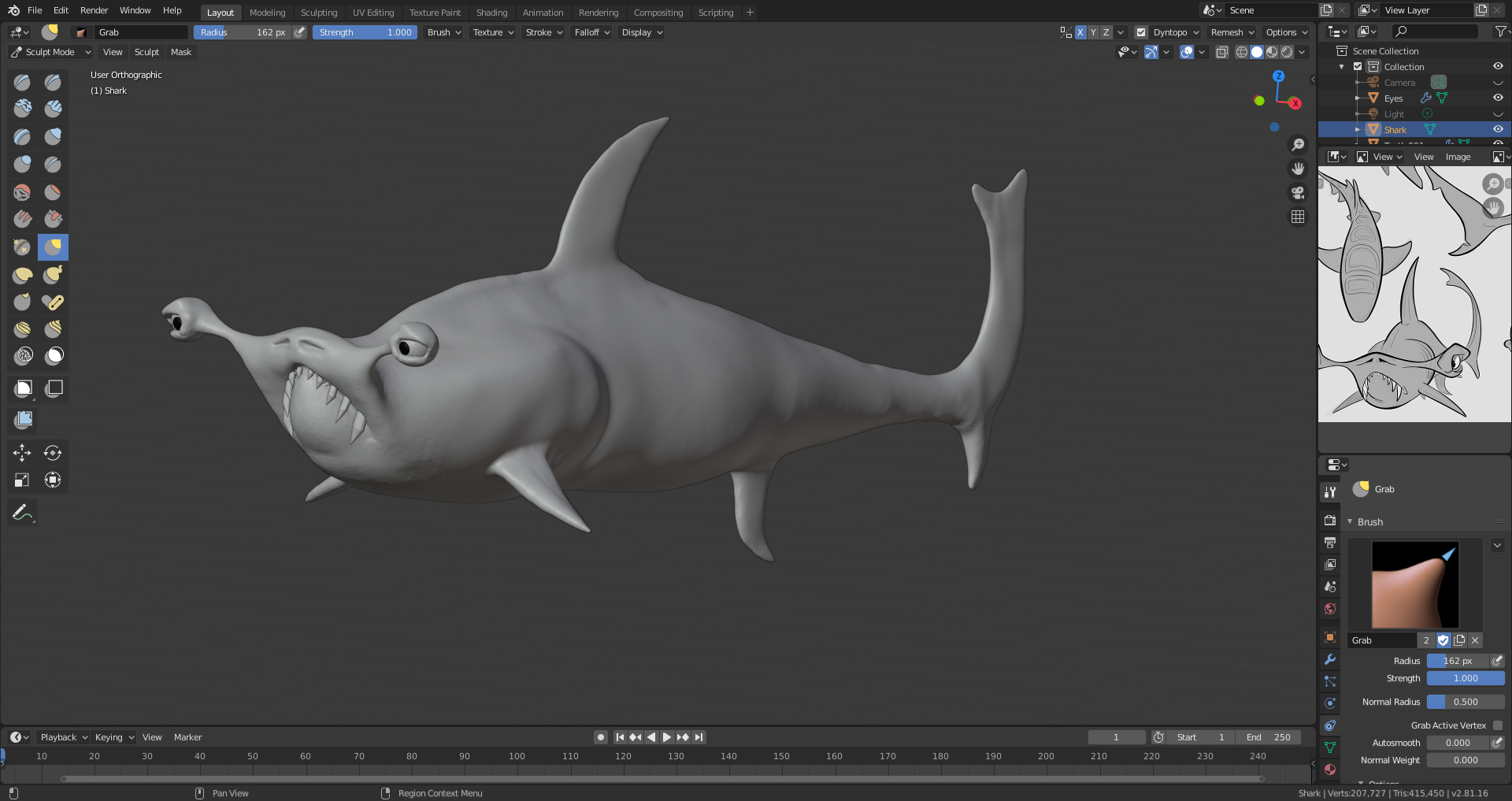 Sculpting Alyssa Veysey's hammer head shark - CG Cookie