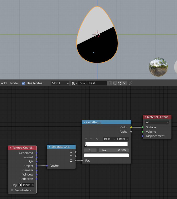 Blender Shader Node. 2-Tone texture split along a plane - CG Cookie