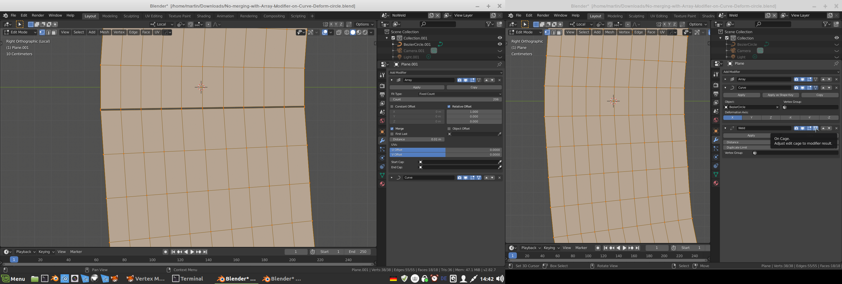 Vertex Merging in "Array Modifier" not working in Blender 2.82? - CG Cookie