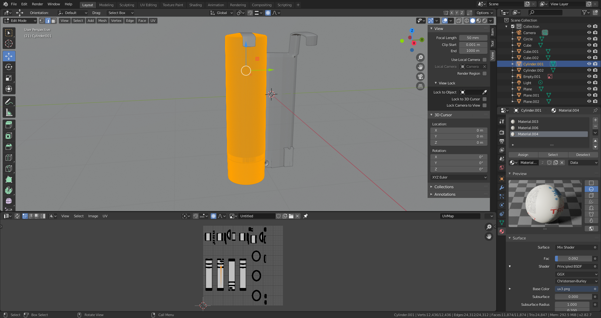Cylinder unwrap help - CG Cookie