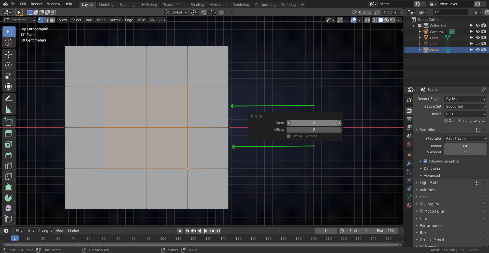 Grid Fill creates slanted edge loops - CG Cookie