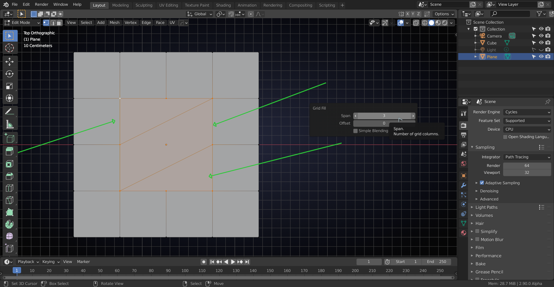 Grid Fill creates slanted edge loops - CG Cookie