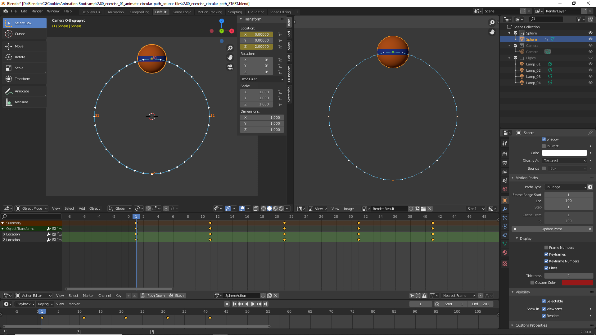 Render keyframe number within motion path in Blender 2.8-2.9 - CG Cookie
