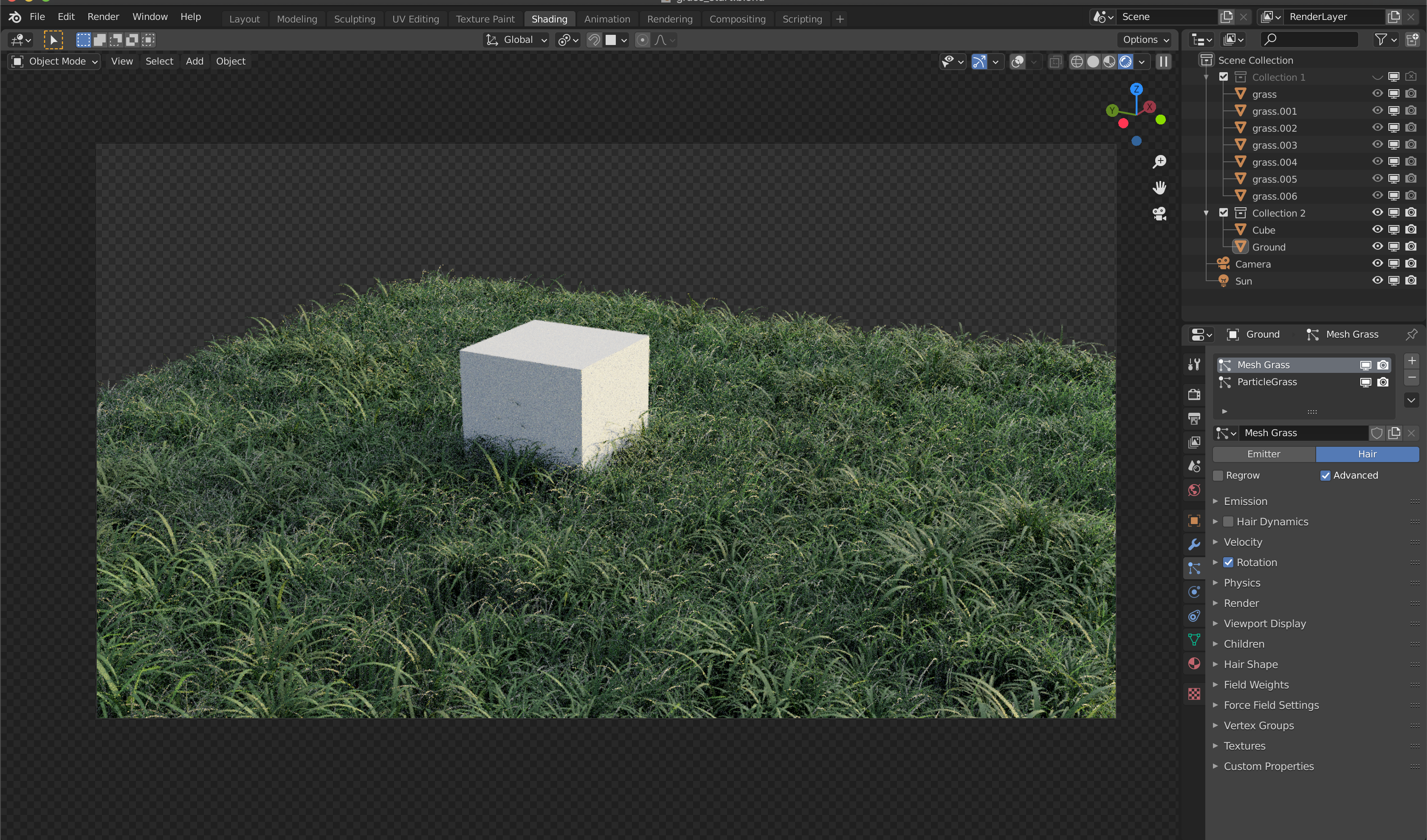 Shading the Grass Field Hair Course: Gras Mesh not showing up in Render ...