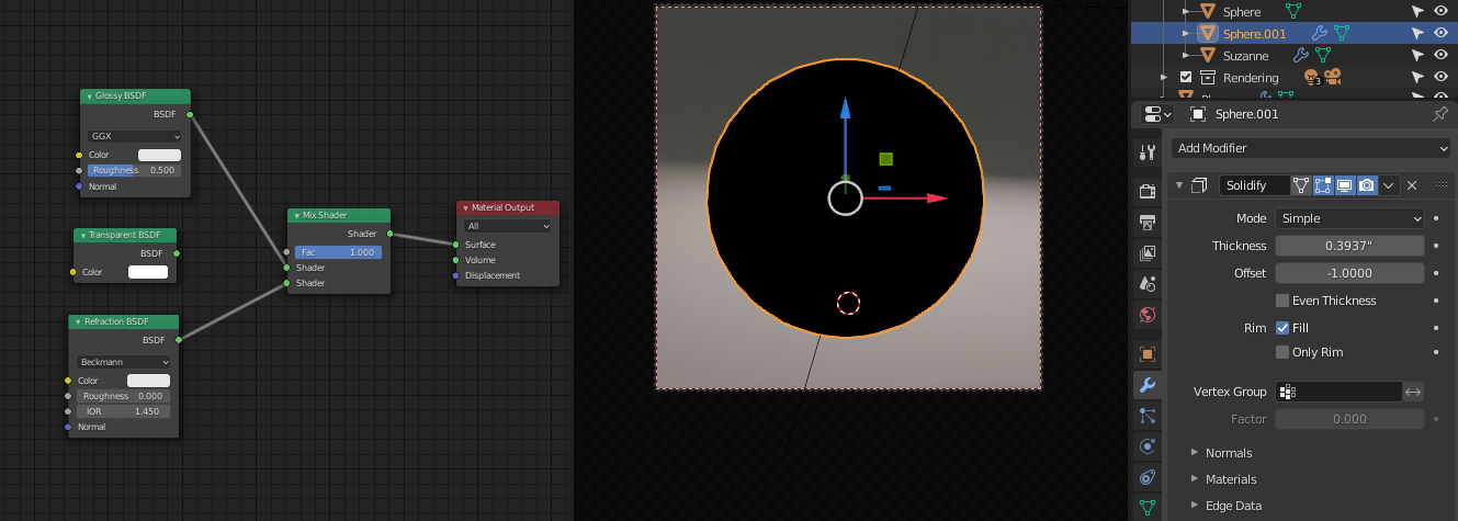 After i added the solidify modifier the sphere turns black - CG Cookie