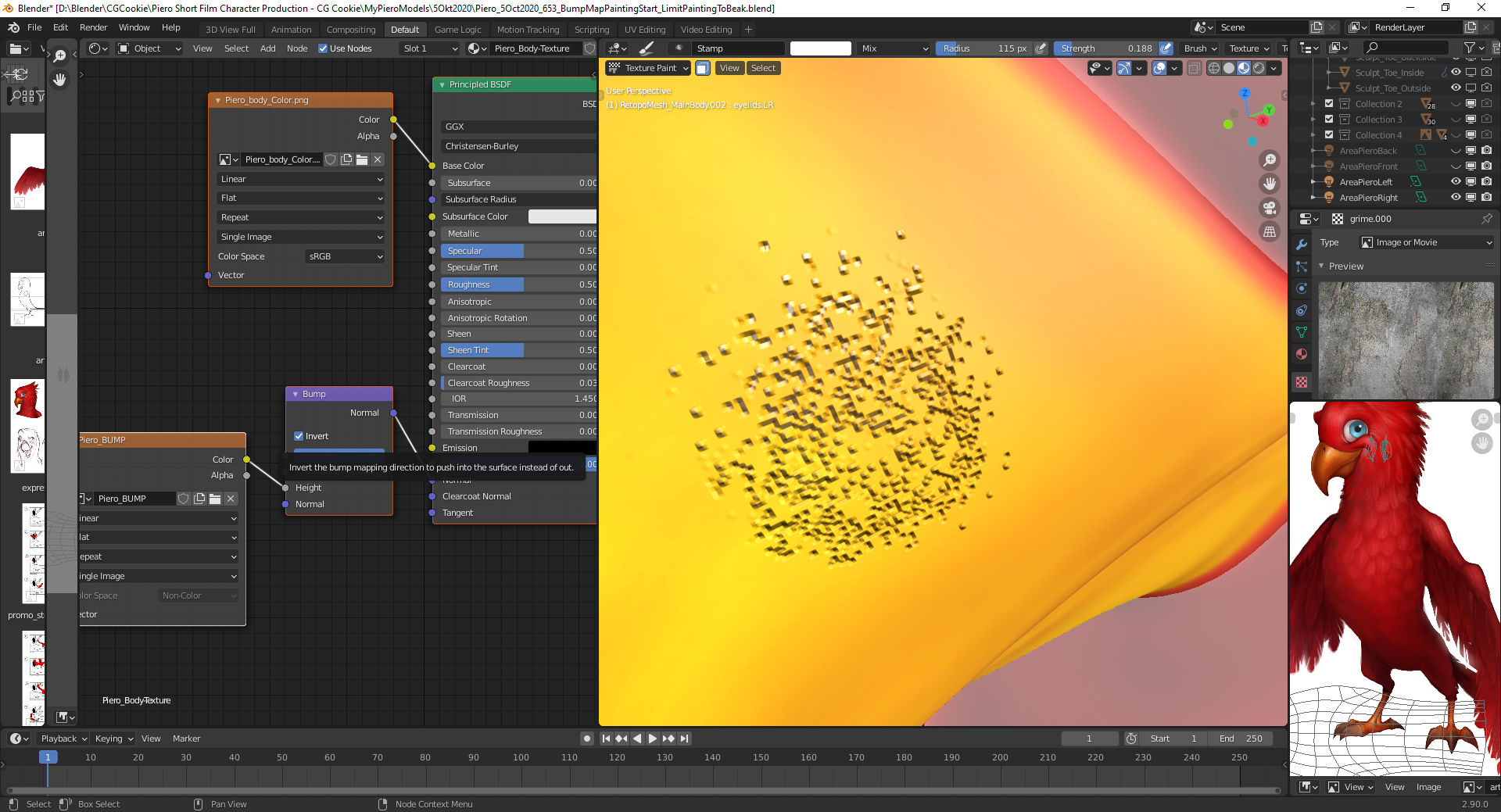"Bump Texture" painting in "Material Preview Mode" (EEVEE) not possible? [SOLVED] - CG Cookie