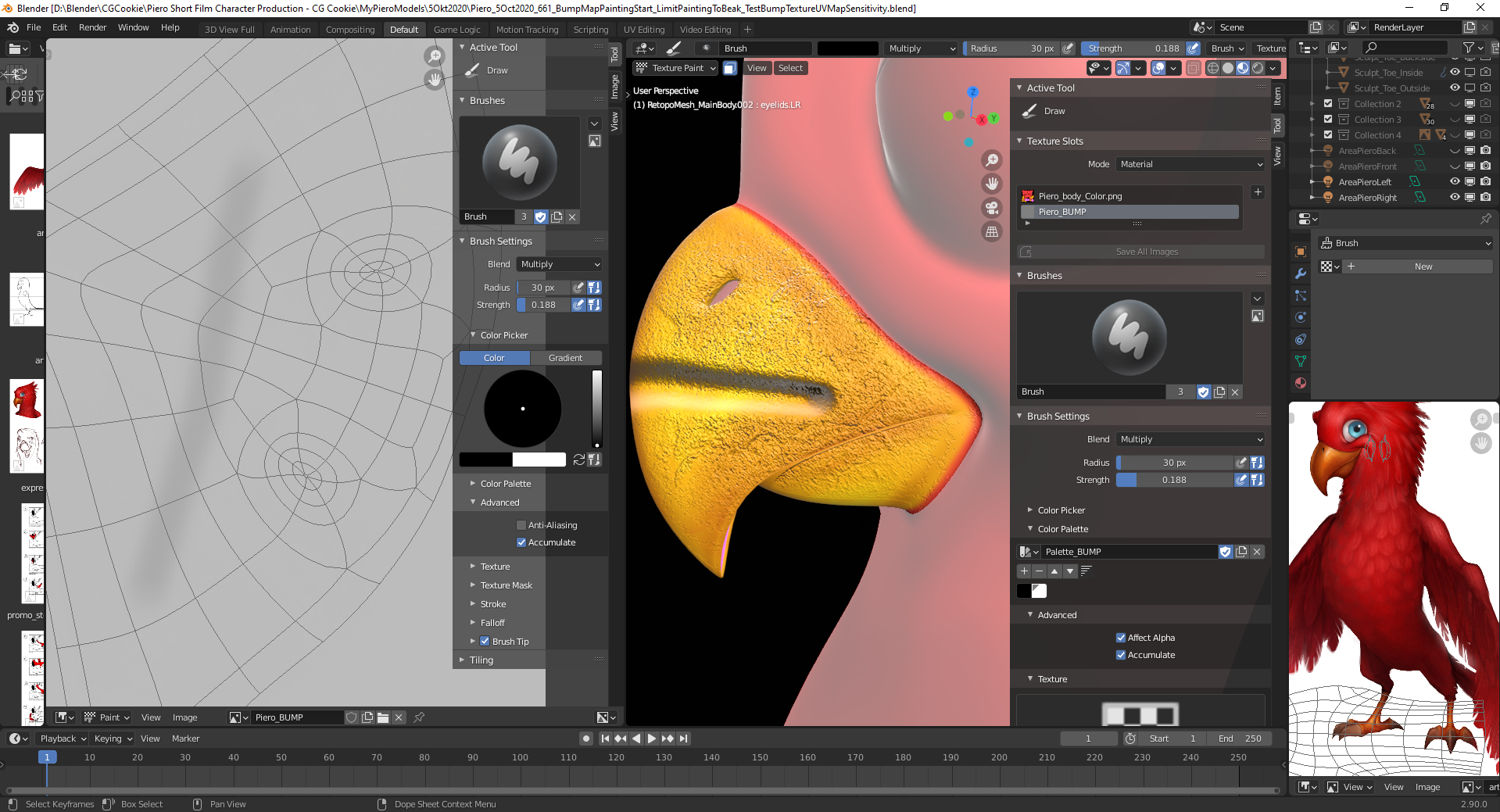 Why is the effect of "Bump Texture Painting" not displayed in the "UV ...