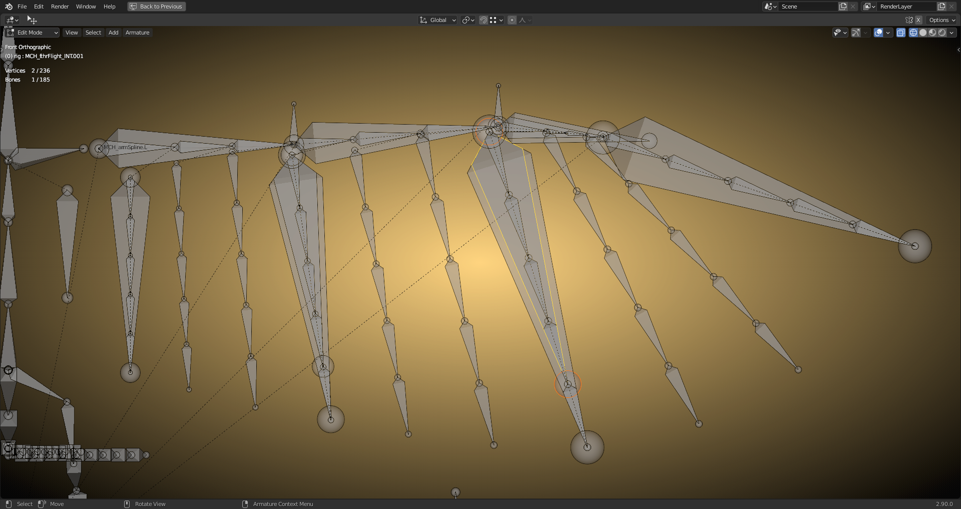 Recalculating Piero's "Wing Feathers" "Bone Roll" - CG Cookie