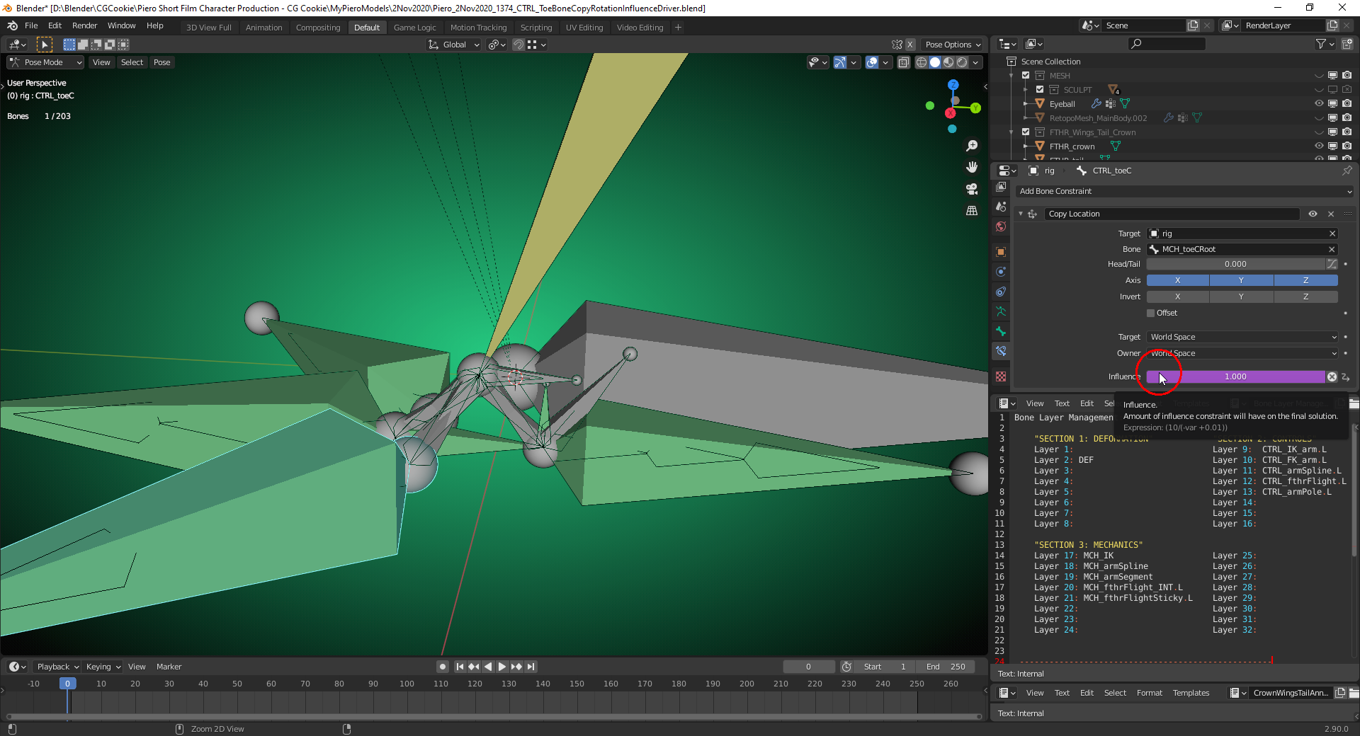 Driver on one of Piero' "Toe Control Bones" - CG Cookie