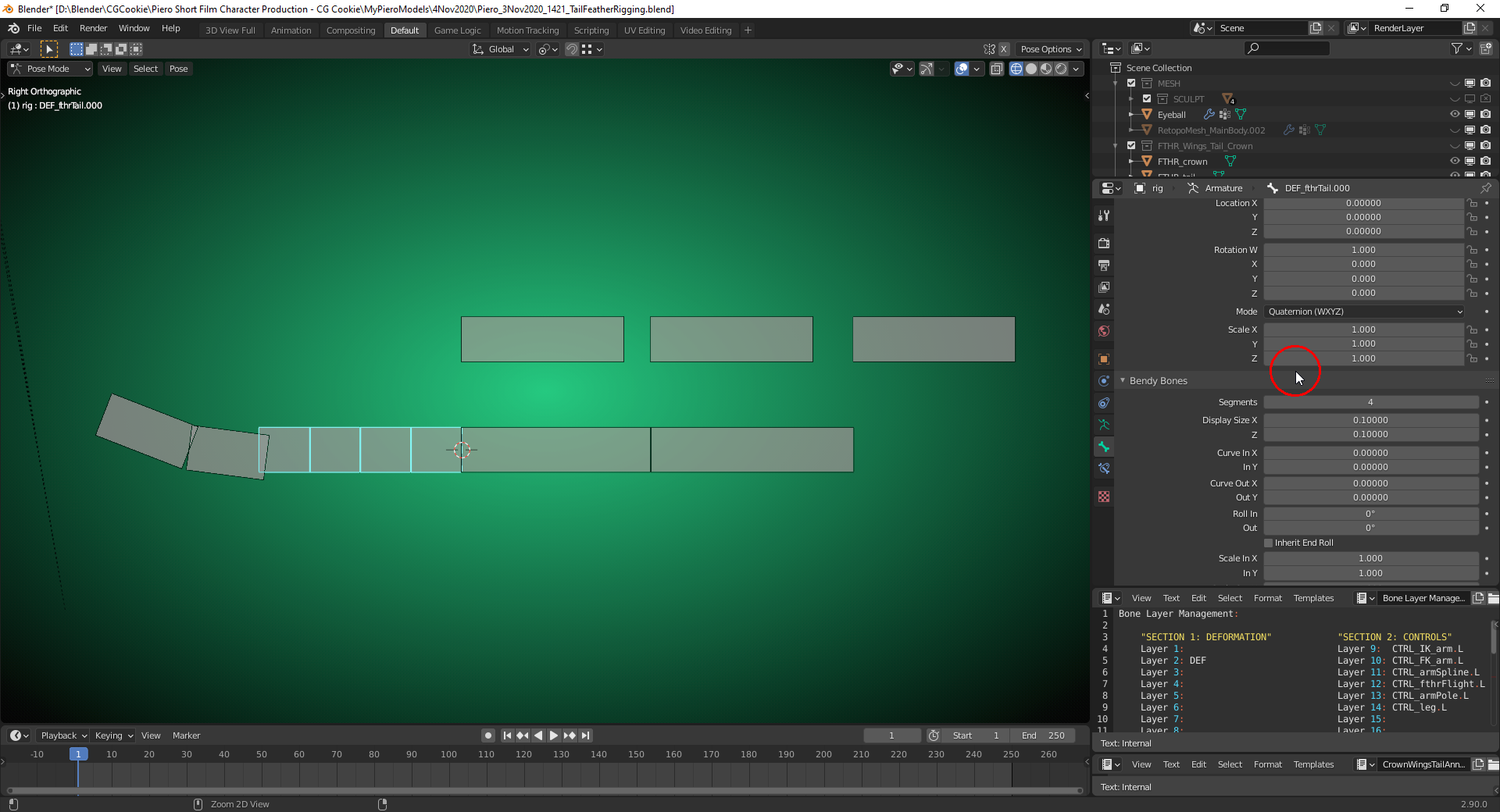 Rigging Piero's Tail: "Segment Setting" for "B-Bones" in Blender 2.90 ...