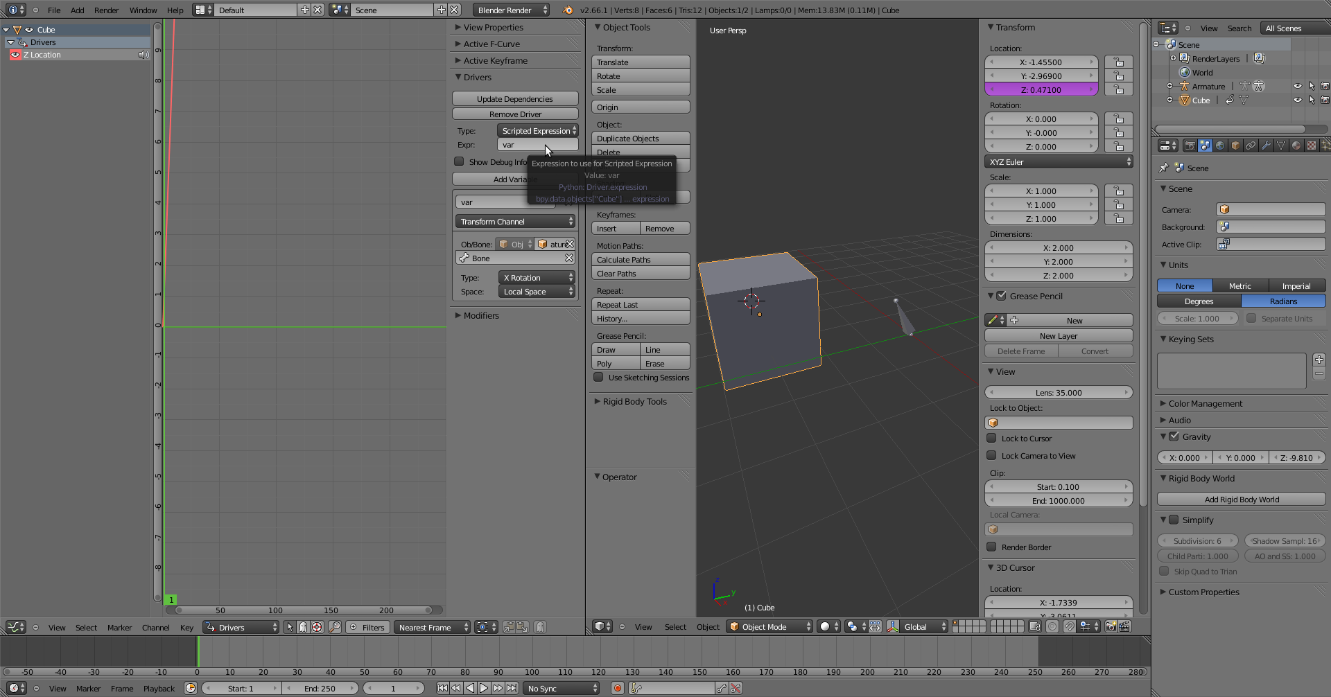 Driver on one of Piero' "Toe Control Bones" - CG Cookie