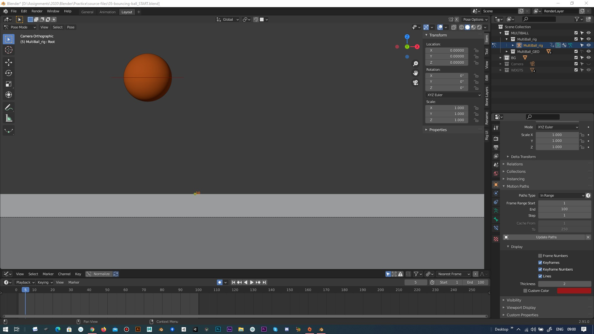 When I calculate the motion path for the ball its showing up only in the origin. Any solution to ...
