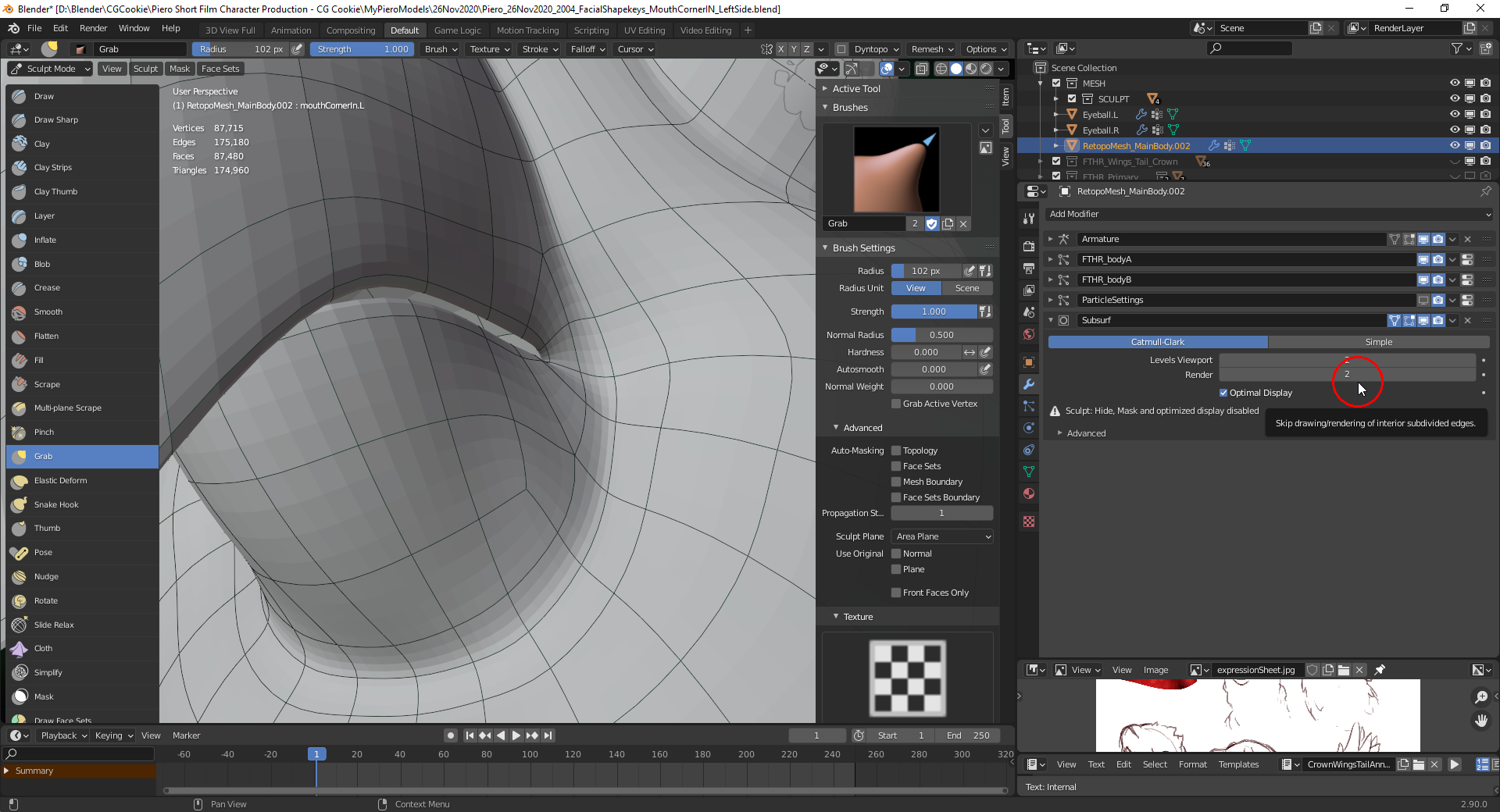 Adding a new Shapekey to "Piero" instantly moves Vertices - CG Cookie