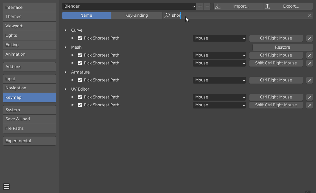 How can a user find out the shortcut for pick shortest path? - CG Cookie