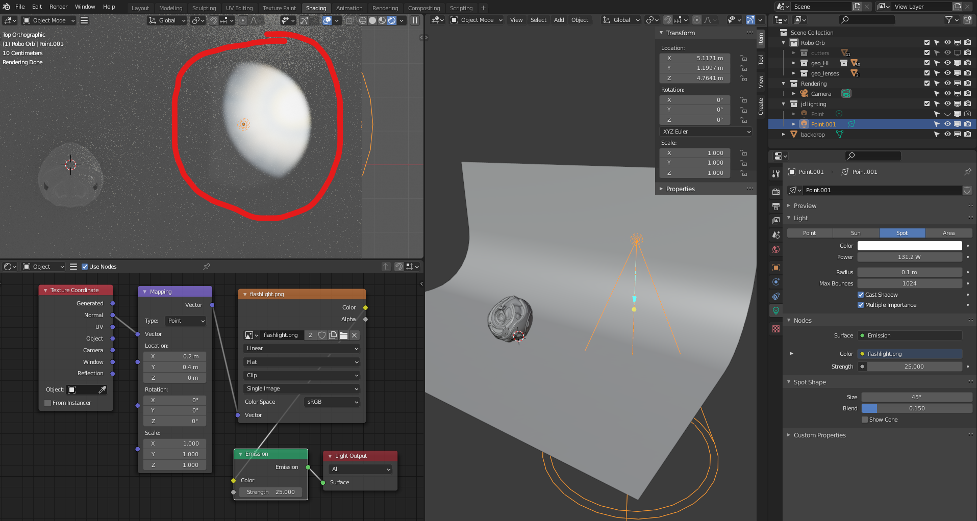 [in Using Light Textures] switching to Spot light produces odd gibbous ...