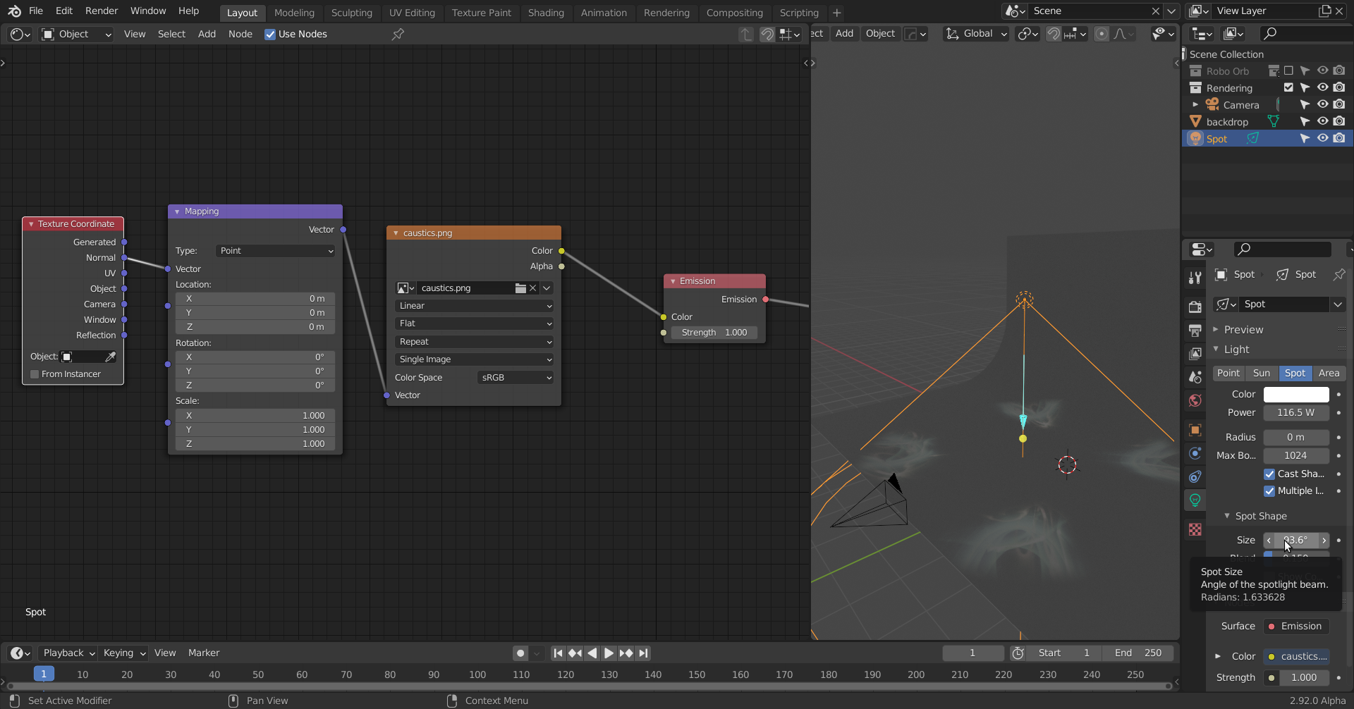 unable to get caustics to work with spot light - CG Cookie