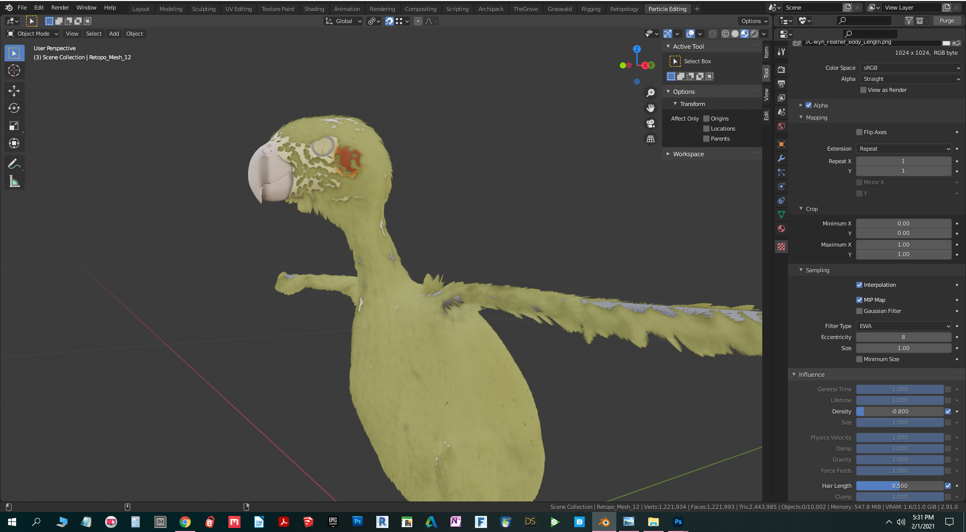 Help! Using Textures to Control Density and Hair Length in Blender 2.9 ...