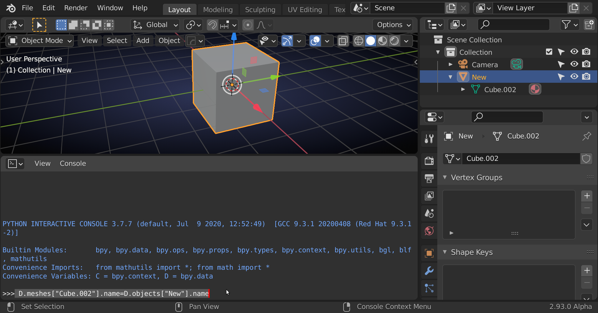 Shortcut to Rename Mesh data block with Object data block in one go ...