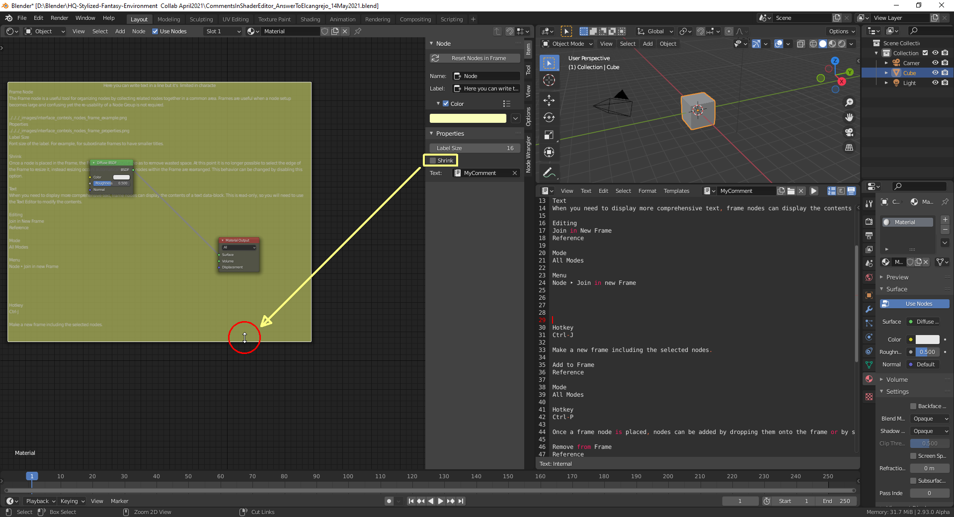 Making Notes in the Shader Editor - CG Cookie