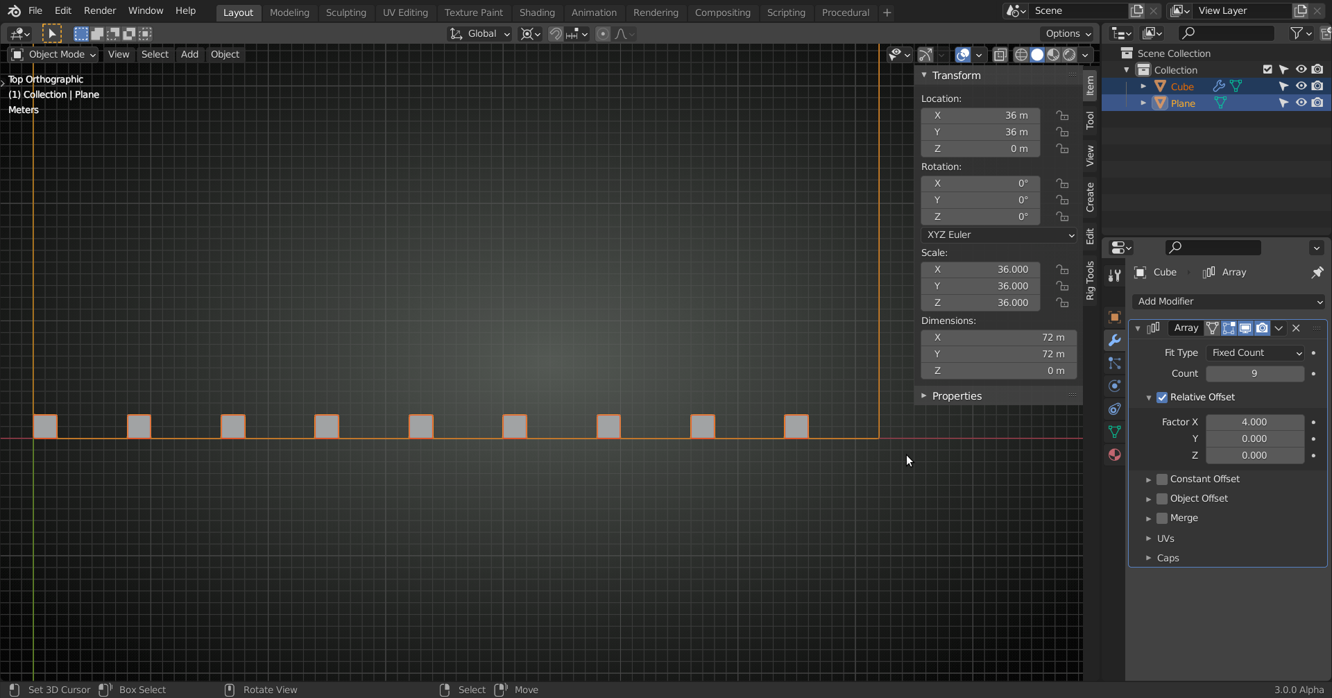 How many squared Columns can be arranged on a squared Parking Level using the "Array Modifier ...