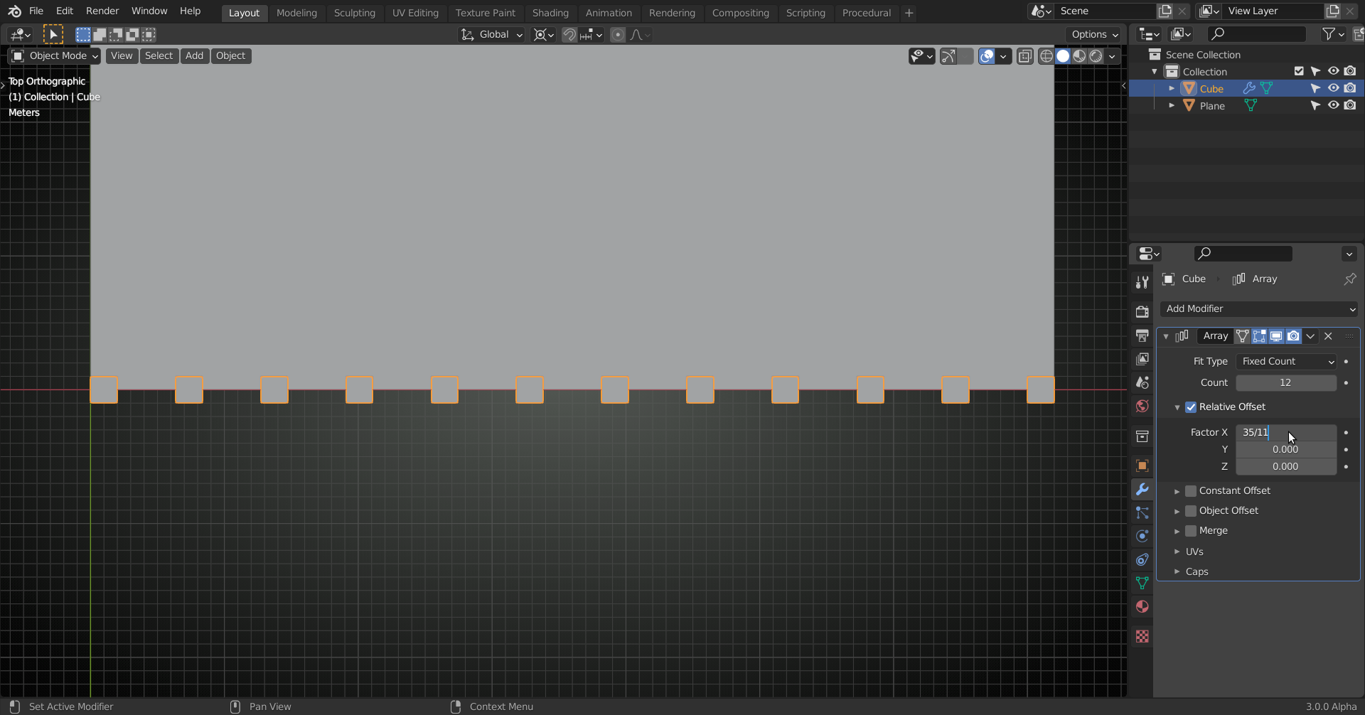 How many squared Columns can be arranged on a squared Parking Level using the "Array Modifier ...