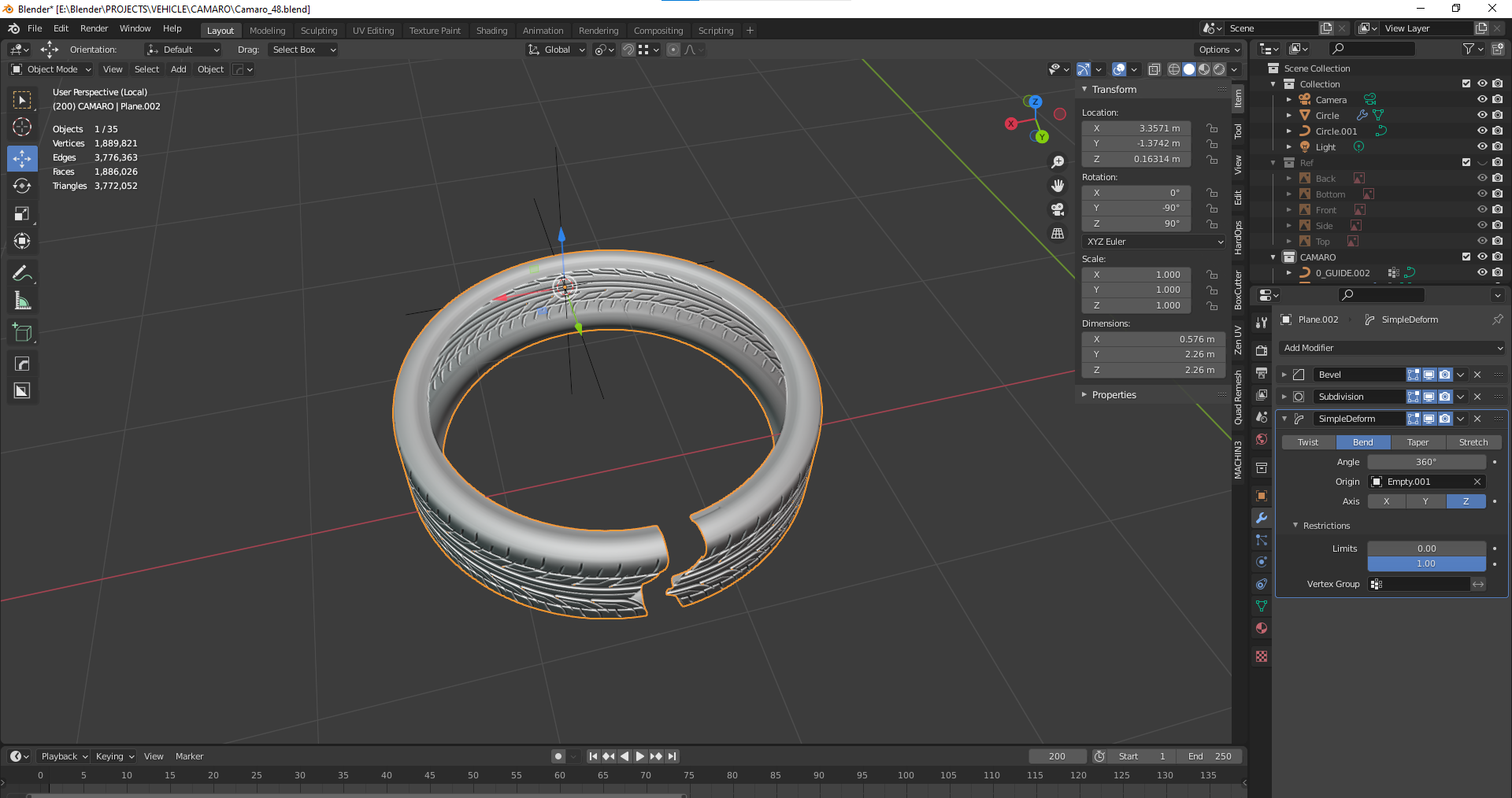 Simple Deform not finishing 360 bend - CG Cookie